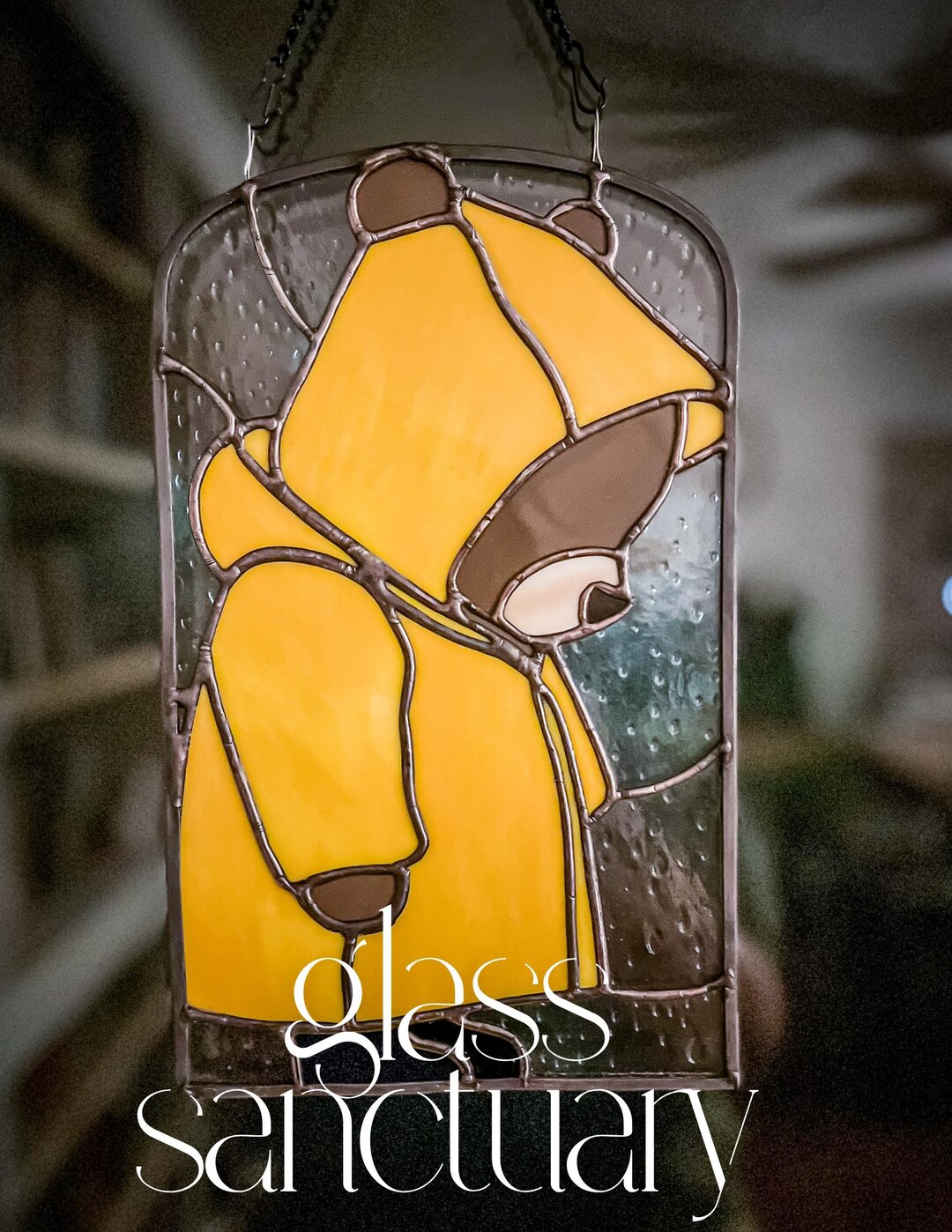 Rainy Day Bear Stained Glass Pattern - Etsy