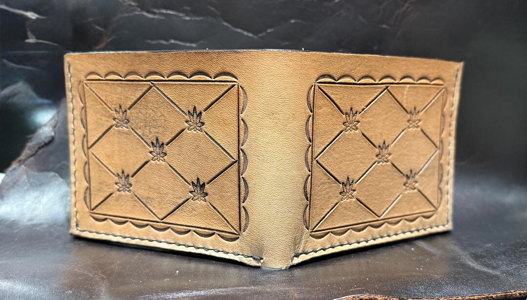 Pot Leaf Tooled Leather Wallet - Etsy
