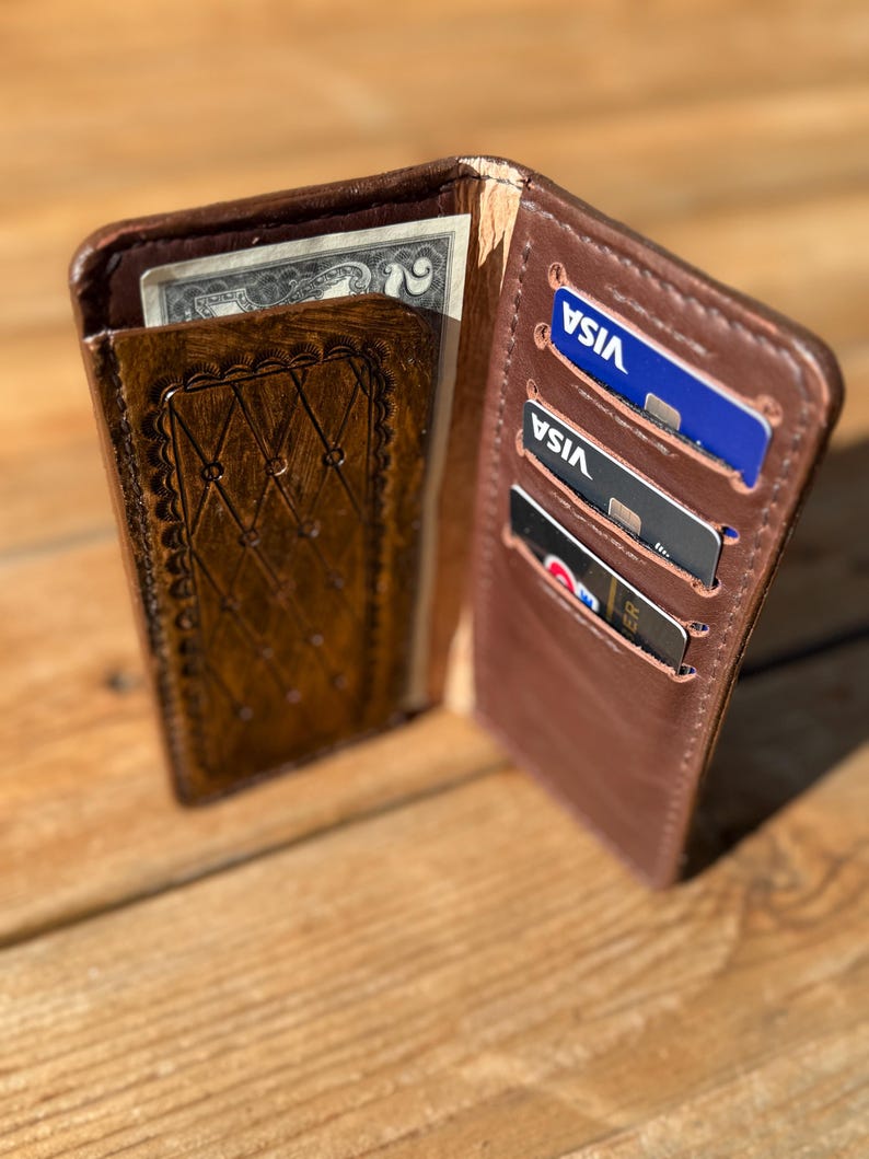 Tooled Roper Long Wallet - Etsy