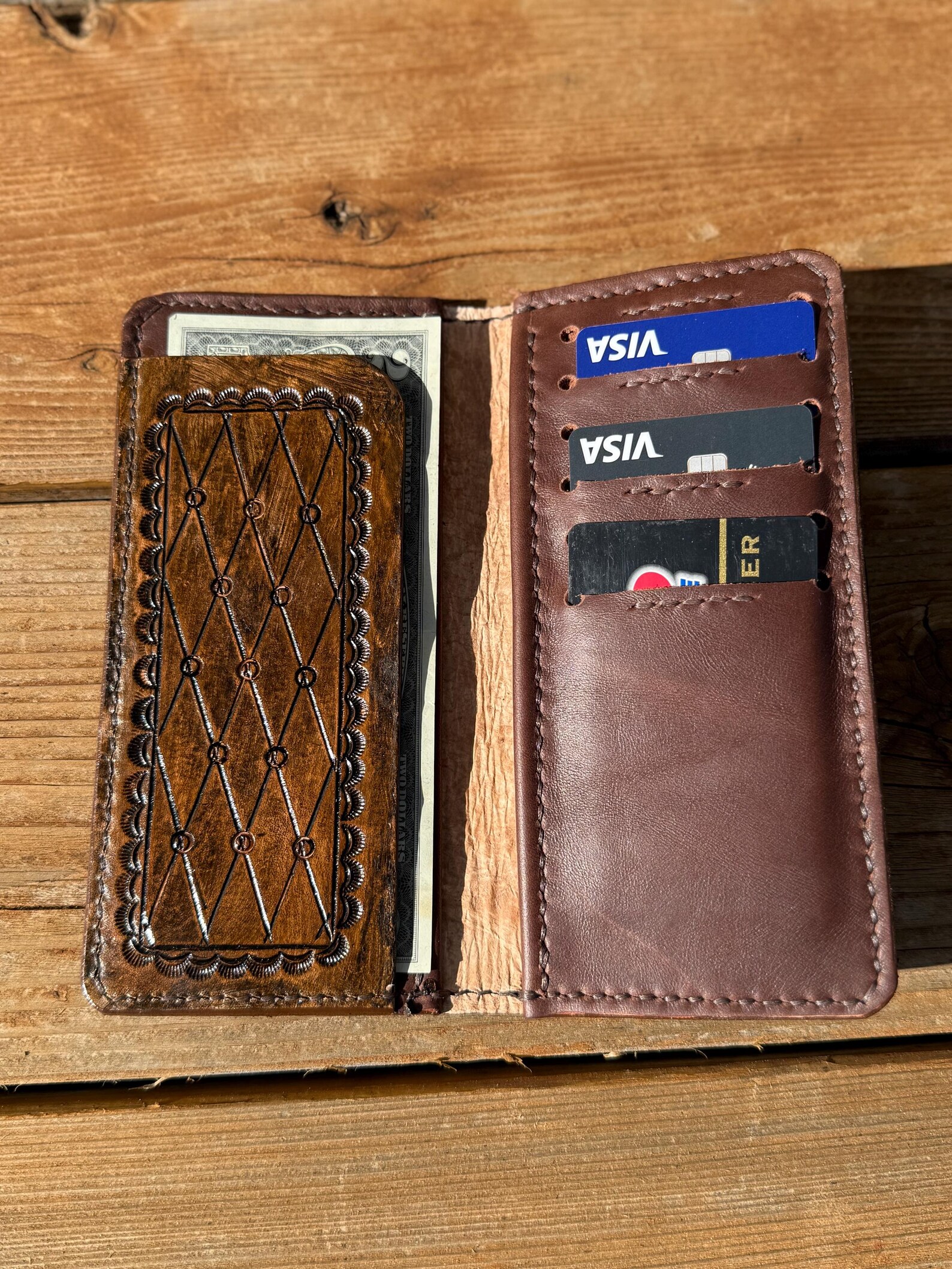 Tooled Roper Long Wallet - Etsy