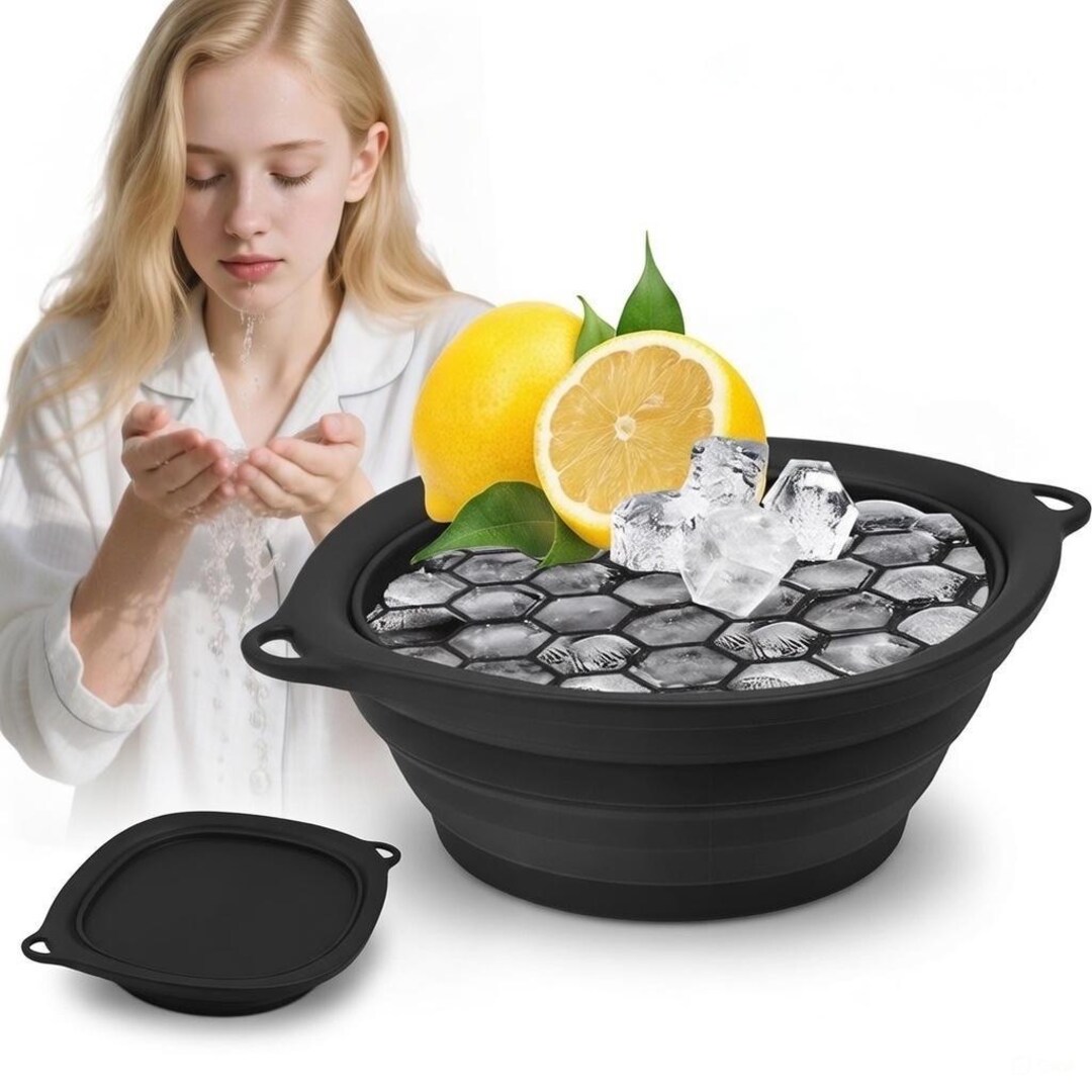 Ice Facial Bowl With Built-in Ice Tray – Silicone Face Ice Bath for ...