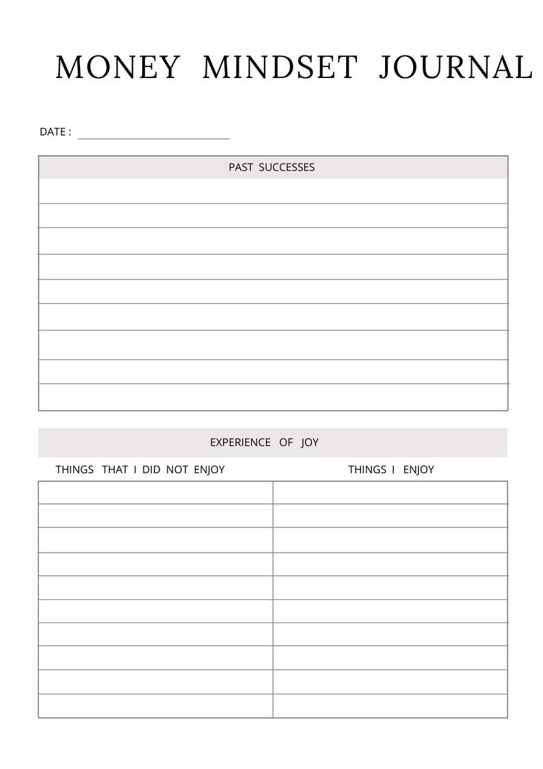 Money Mindset Journal | Printable Wealth Planner, Financial Tracker ...