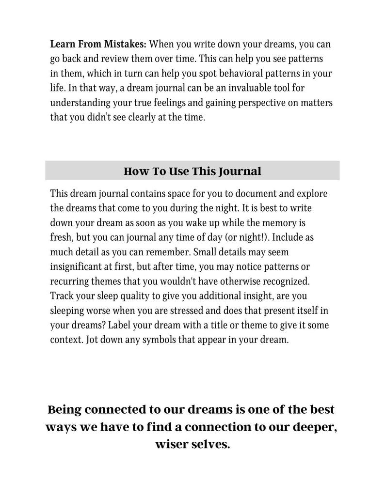 Dream Journal and Diary | Printable Sleep Tracker, Lucid Dream Log ...