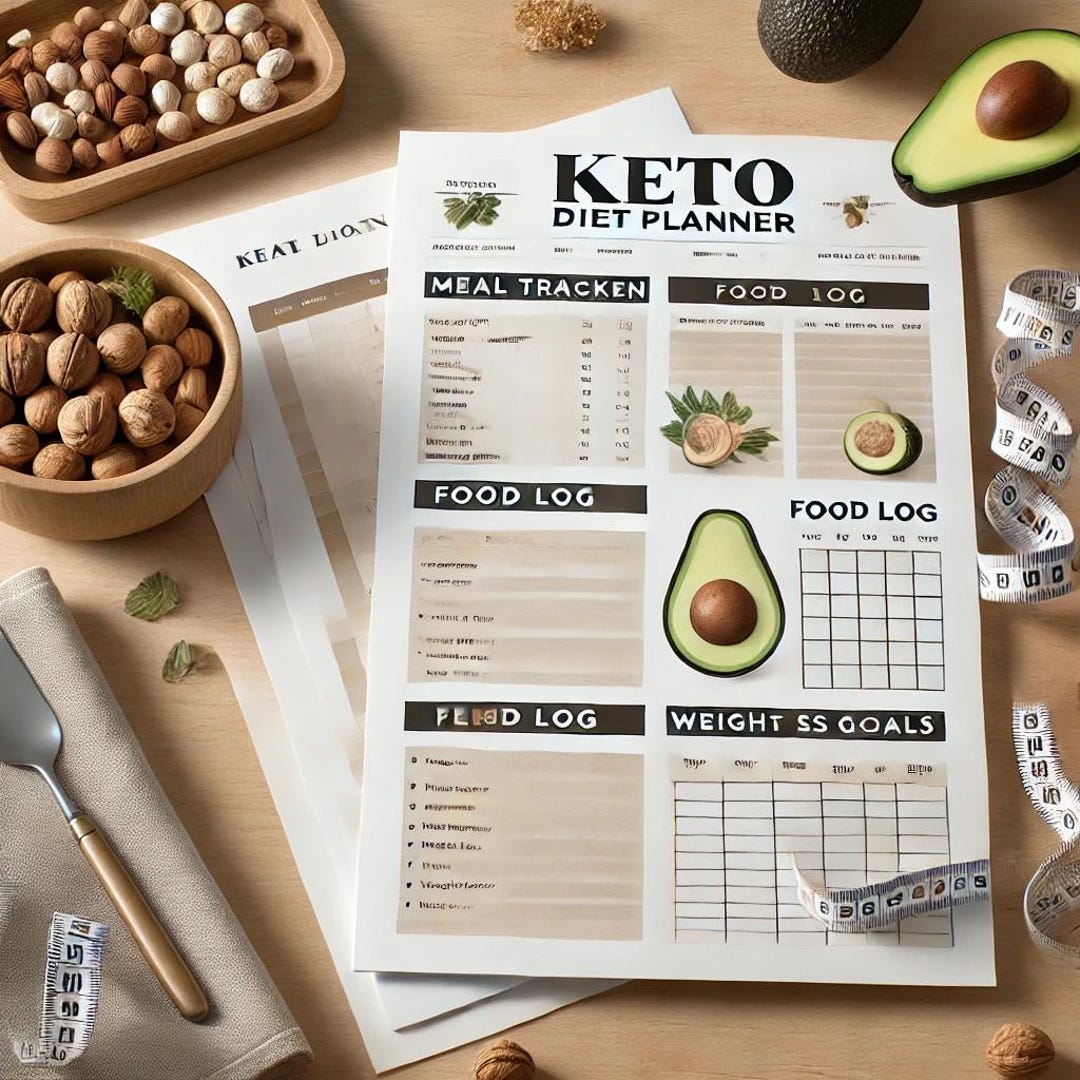Keto Diet Planner | Printable Meal Tracker, Low-carb Food Log, Weight ...