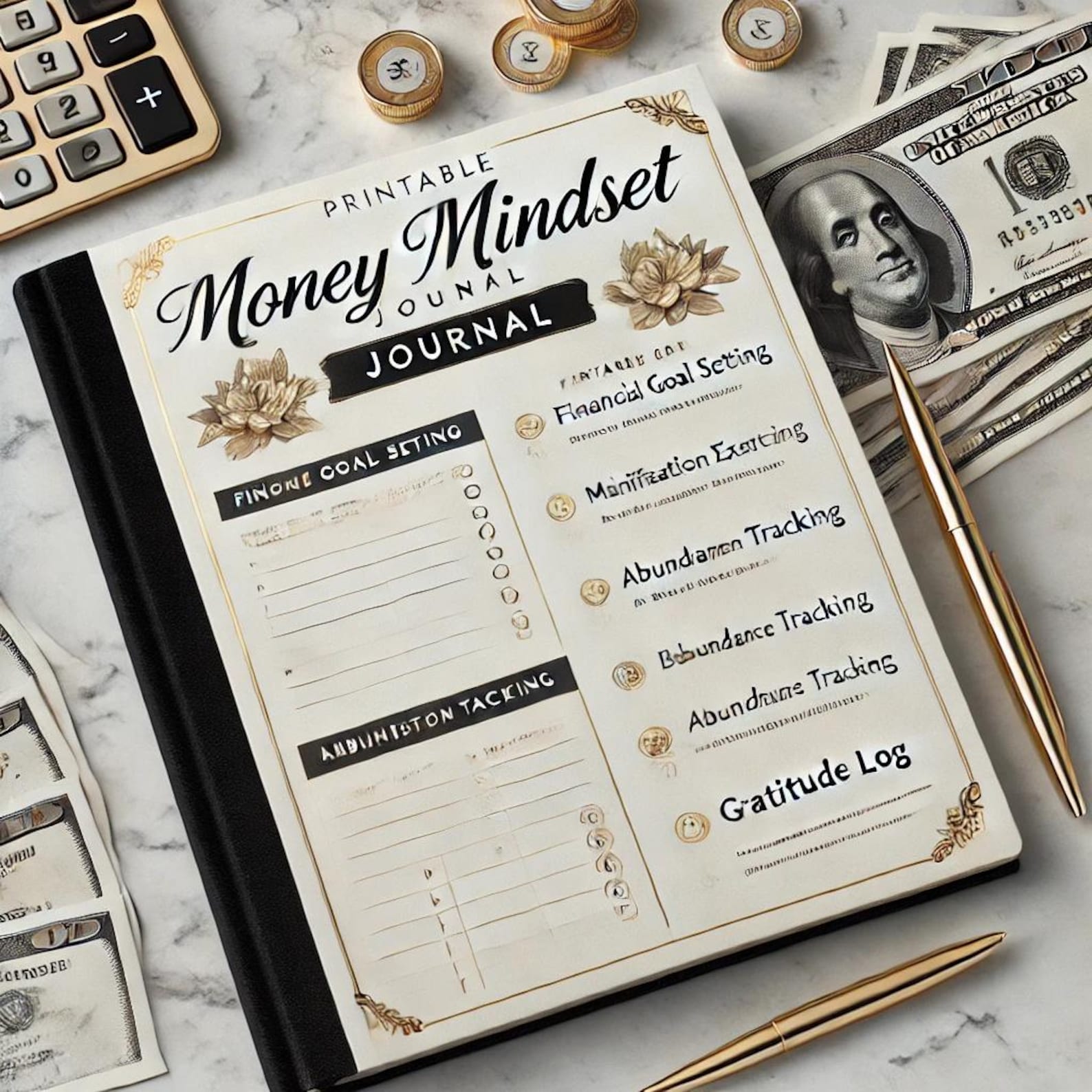 Money Mindset Journal | Printable Wealth Planner, Financial Tracker ...