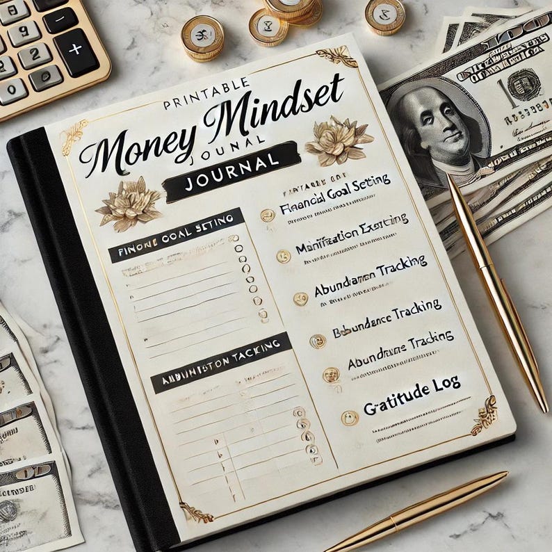 Money Mindset Journal | Printable Wealth Planner, Financial Tracker ...