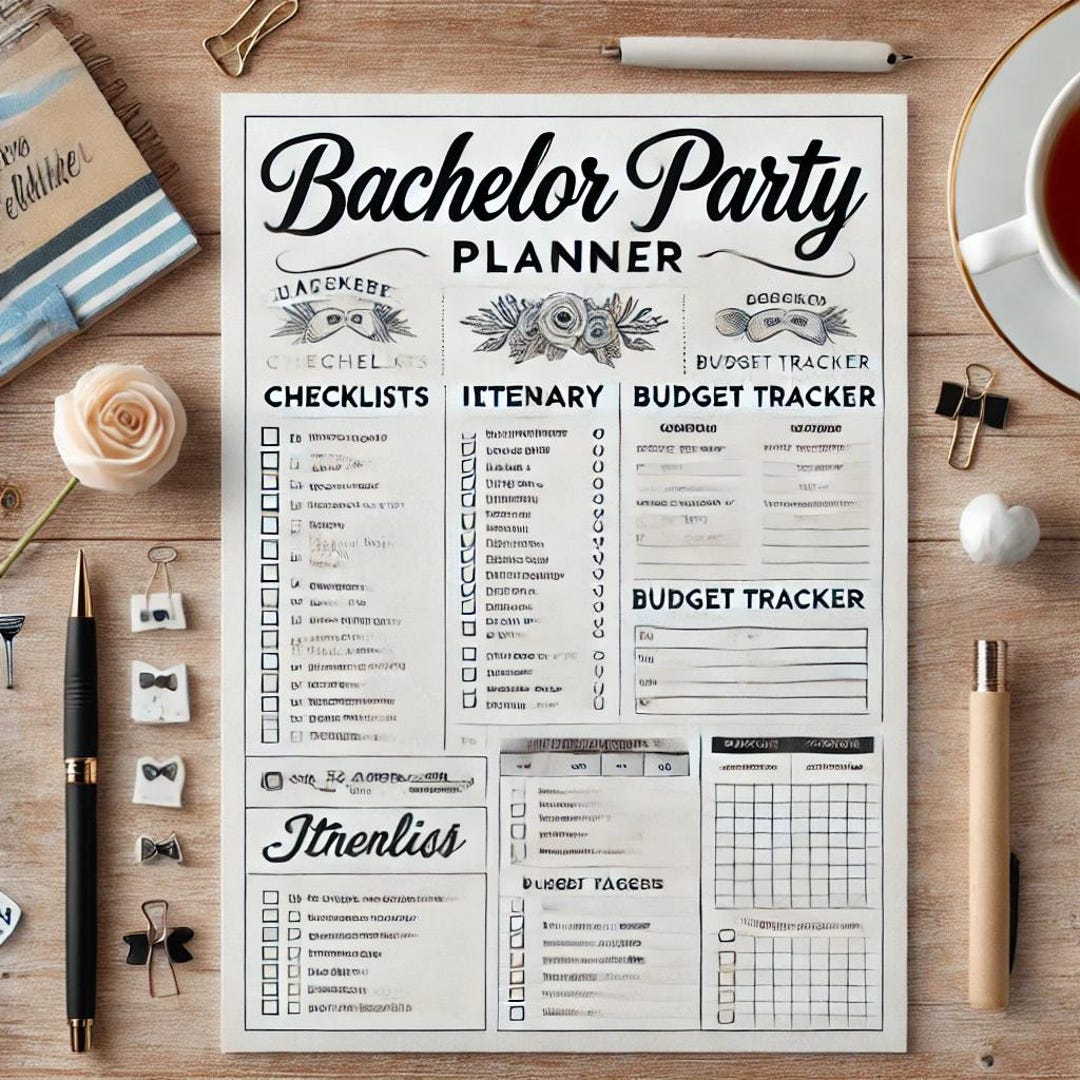 Bachelor Party Planner | Printable Party Itinerary, Budget Tracker ...