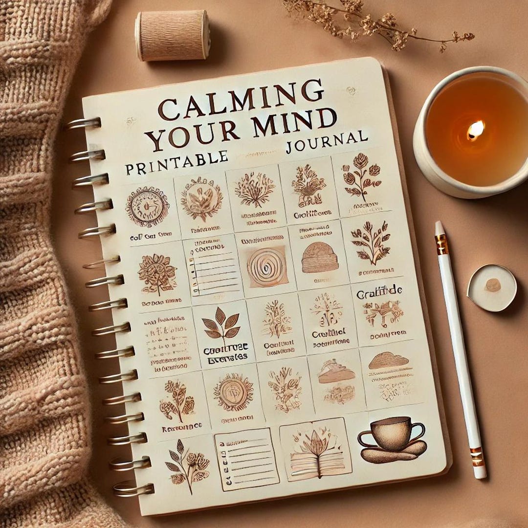 Calming Your Mind Journal | Printable Self-care Planner, Anxiety Relief ...