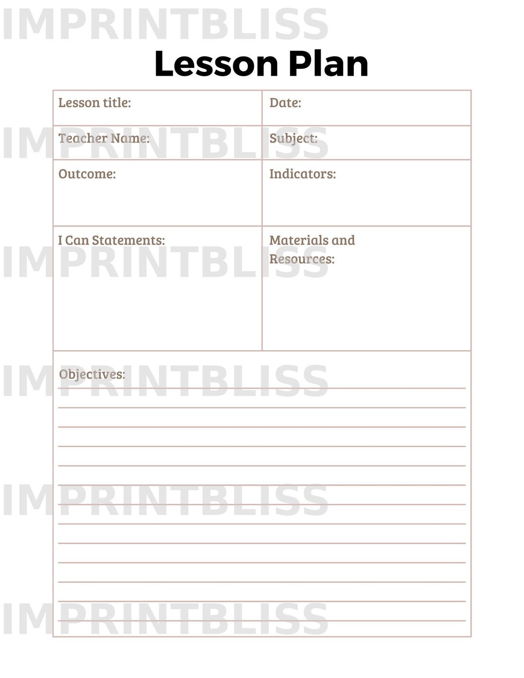Lesson Plan Template Printable Teacher Planner Classroom Lesson ...