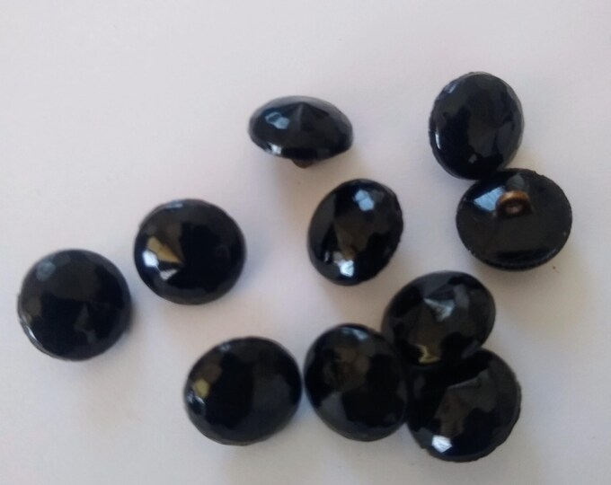 Set 10 Small Black Glass Buttons Metal Loop Shank Gem Style - Etsy