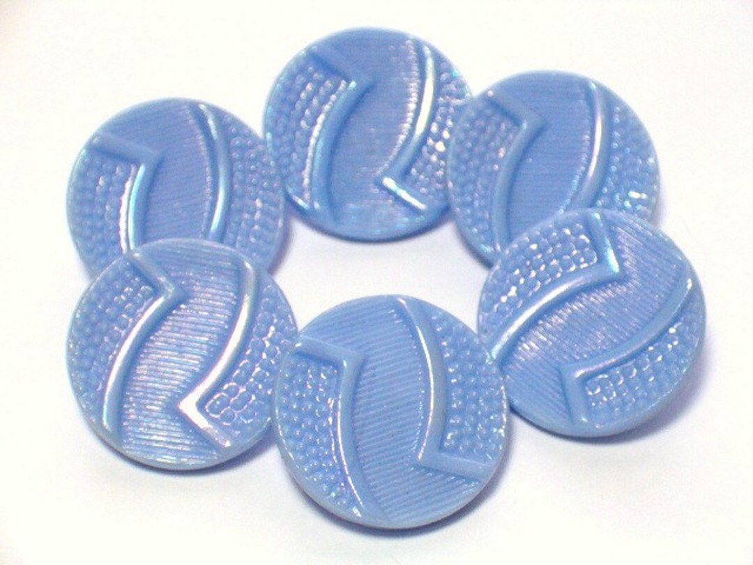 Blue Glass Vintage Buttons Aurora Borealis Lustre 19mm Set 6 Shank ...