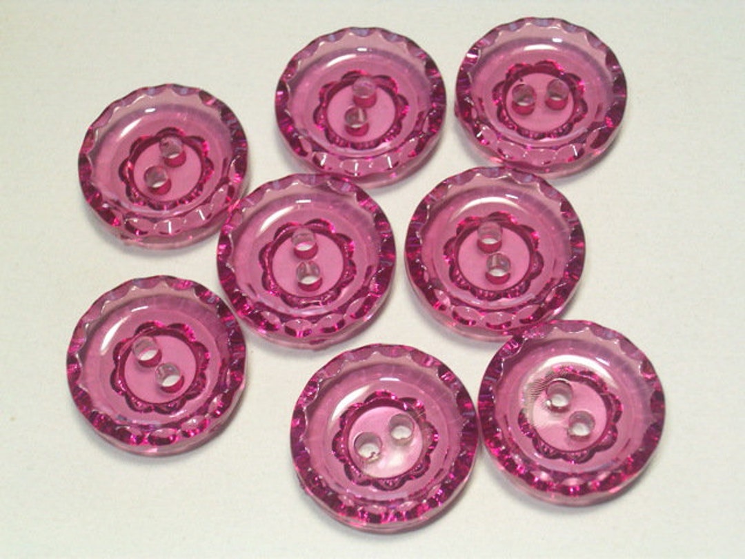 10 Cranberry Pink Transparent Buttons Look Like Glass Acrylic Plastic ...