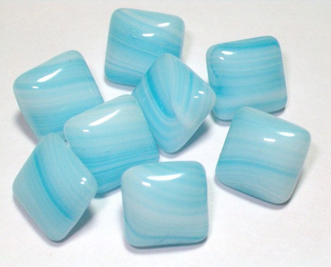 Vintage Sky Blue Square Glass Buttons Slag Glass Style 11mm Set 8 - Etsy