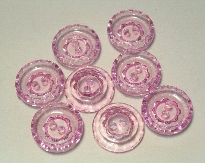 LAST SET 10 Pink Pretty Buttons Look Like Glass Beautiful Plastic ...