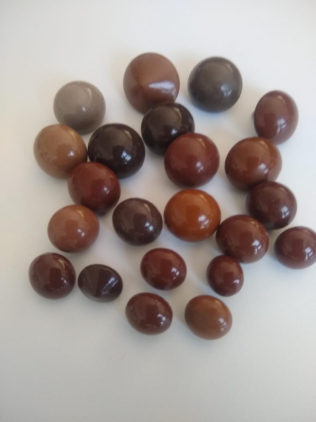 22 Antique China Buttons Shades of Brown Metal Plate and Loop Shank Old ...