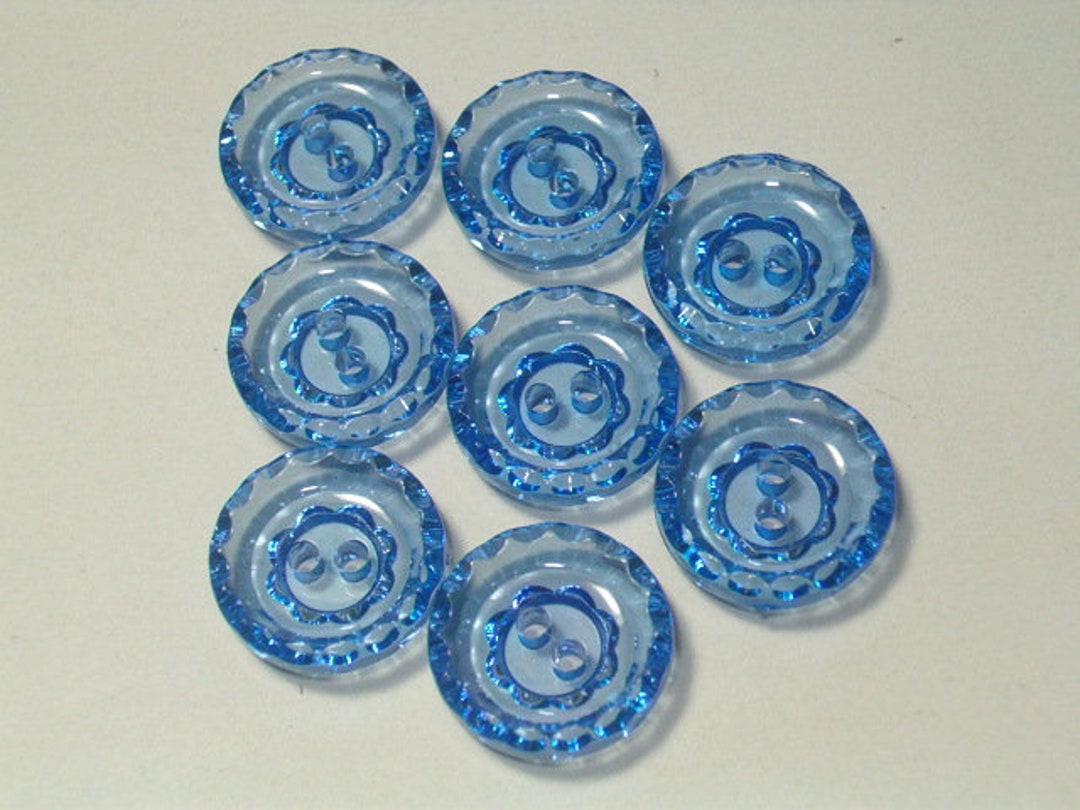 ALMOST GONE 10 Cobalt Blue Transparent Buttons Look Like Glass Acrylic ...