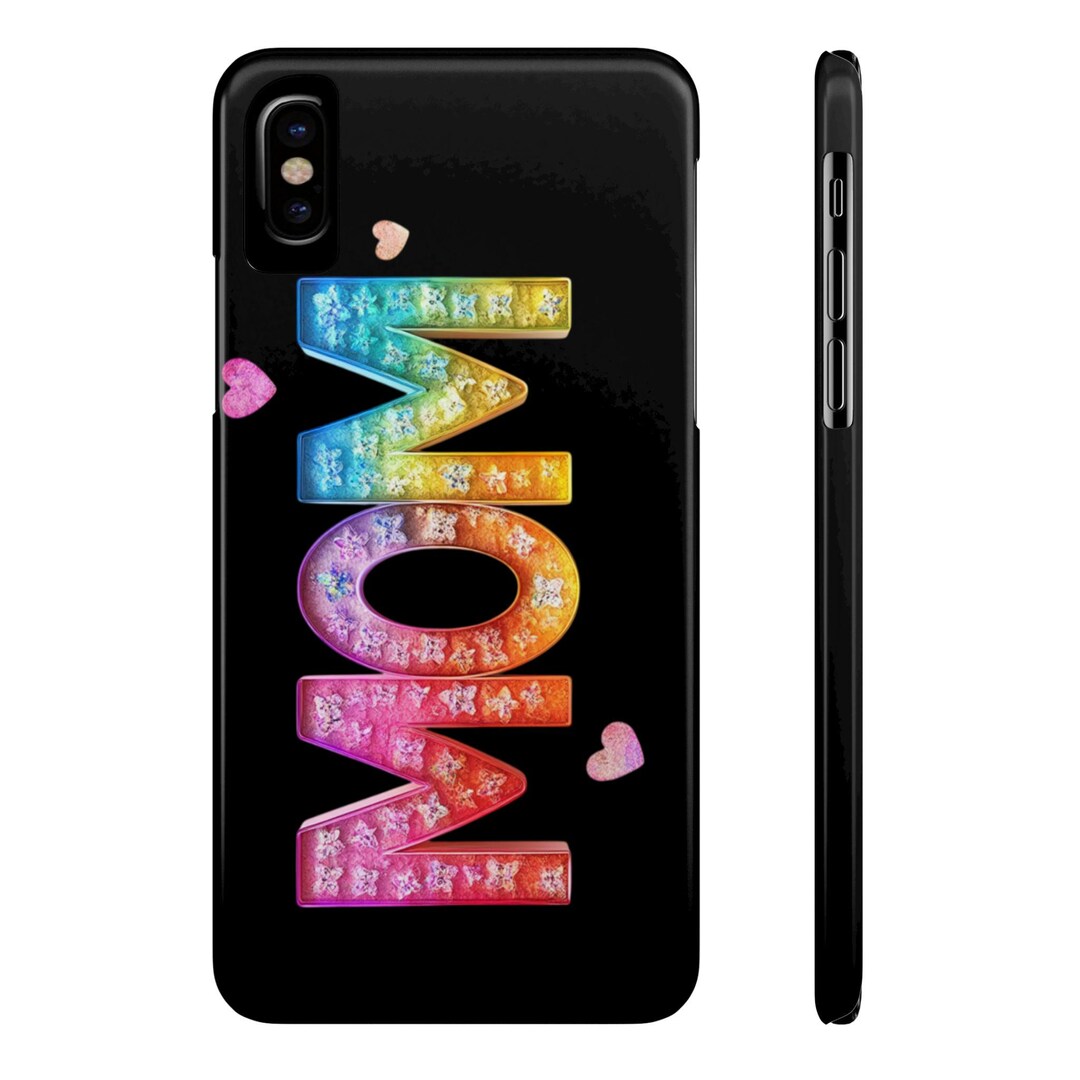 Rainbow Glitter MOM Slim Phone Cases, Mother's Day Gift, Colorful Phone ...