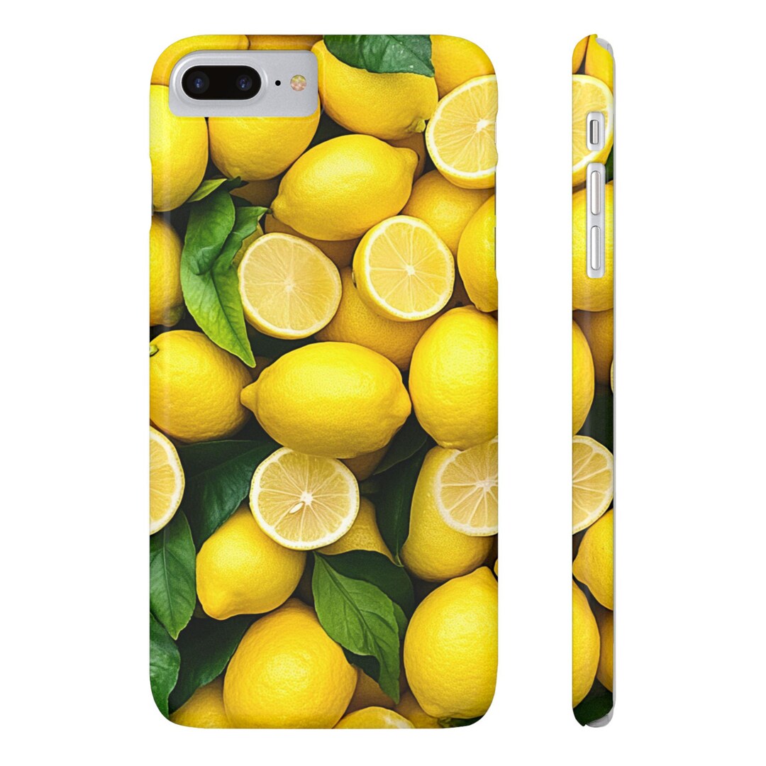 Bright Yellow Lemons iPhone Case Glossy Finish Sunny Yellow Fresh Fruit ...