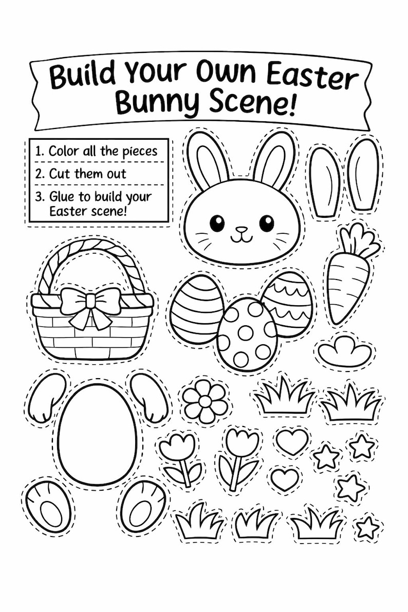 Easter Cut and Paste Craft Printable | Build a Bunny Activity | Any ...