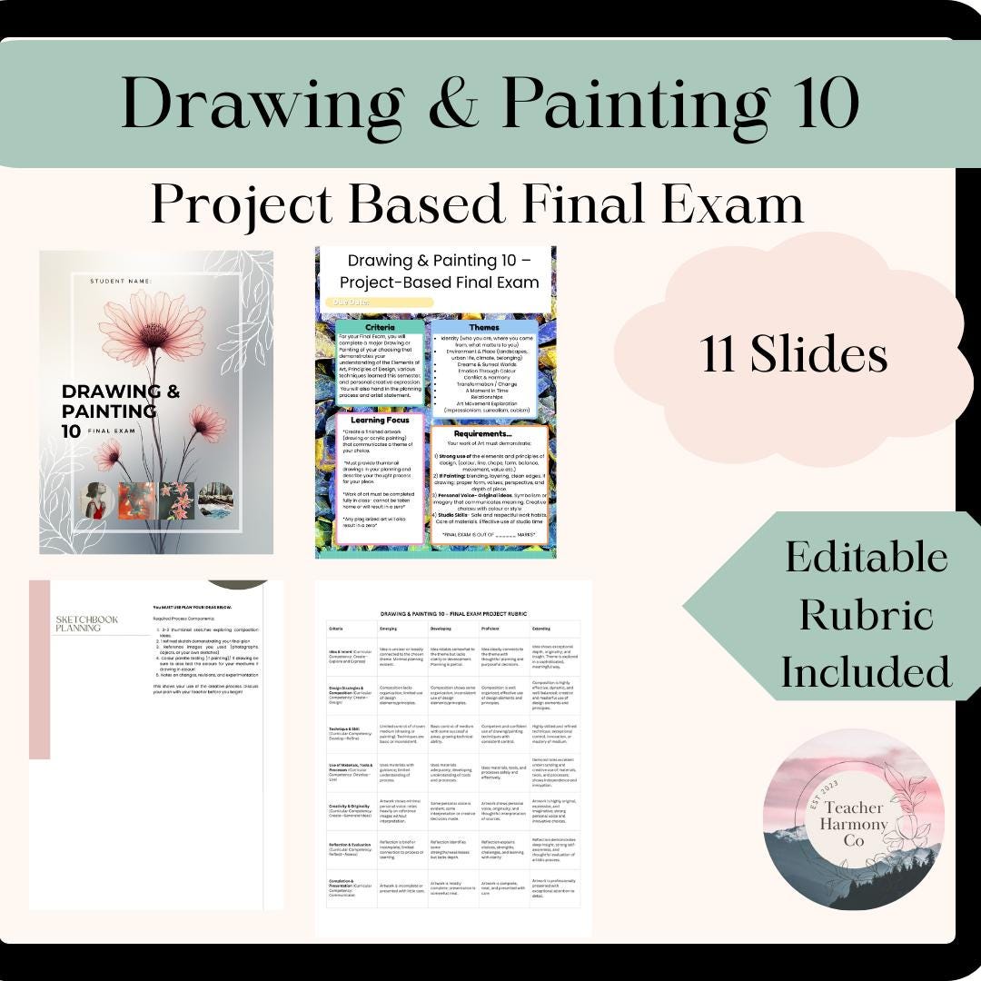 Editable Drawing & Painting 10 Final Exam | Project Based Art Final - Etsy