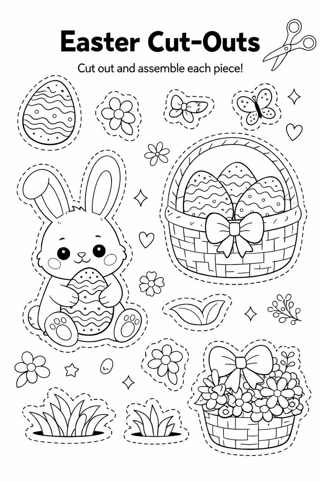 Easter Cut and Paste Craft Printable | Coloring Page| Egg Cutouts ...