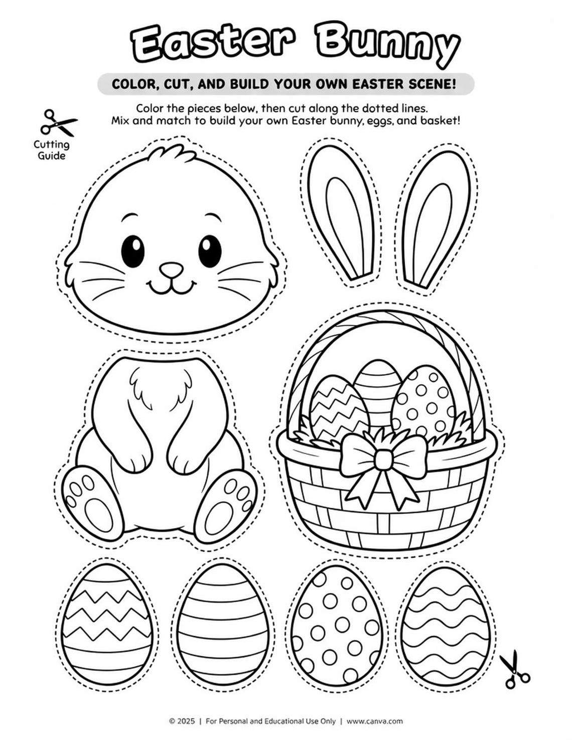 Easter Bunny Cut and Paste Craft | Kids Spring Activity (PDF) - Etsy