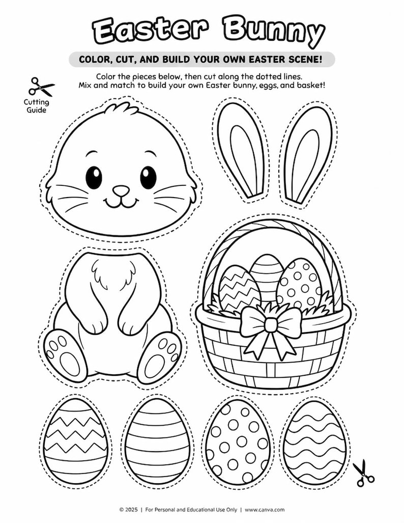 Easter Bunny Cut and Paste Craft | Kids Spring Activity (PDF) - Etsy