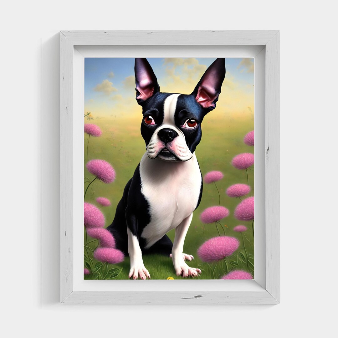 Boston Terrier Wall Art Downloadable Animal Art for Framed Print or ...