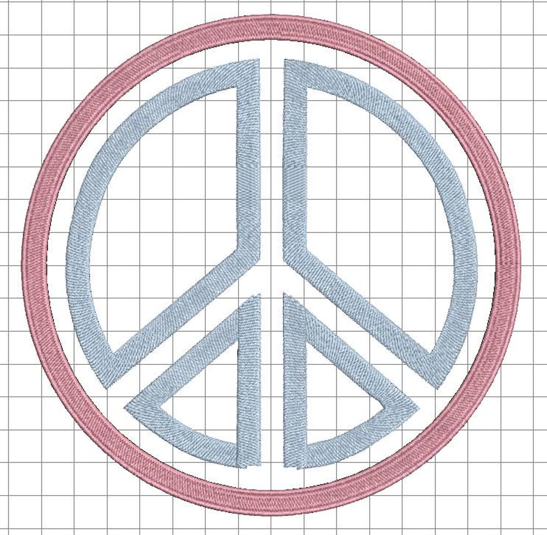 Peace Sign Embroidery File (DST/ PES/ VP3/ JEF) 3 Sizes Instant ...