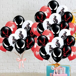 12pc or 24pc Venom Spiderman Latex Bouquet Balloons Happy Birthday ...