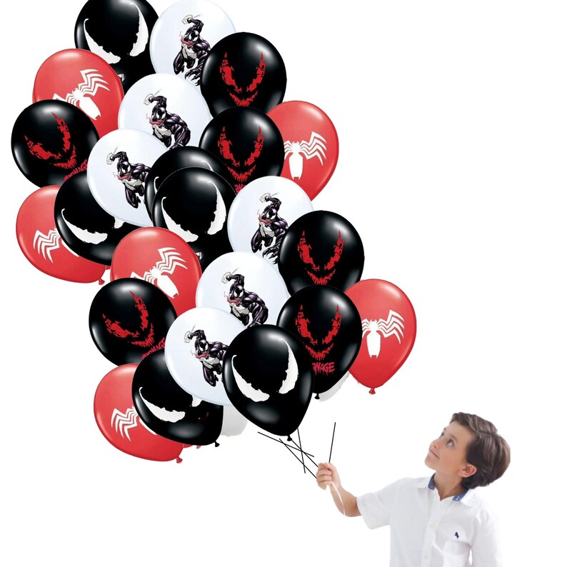 12pc or 24pc Venom Spiderman Latex Bouquet Balloons Happy Birthday ...