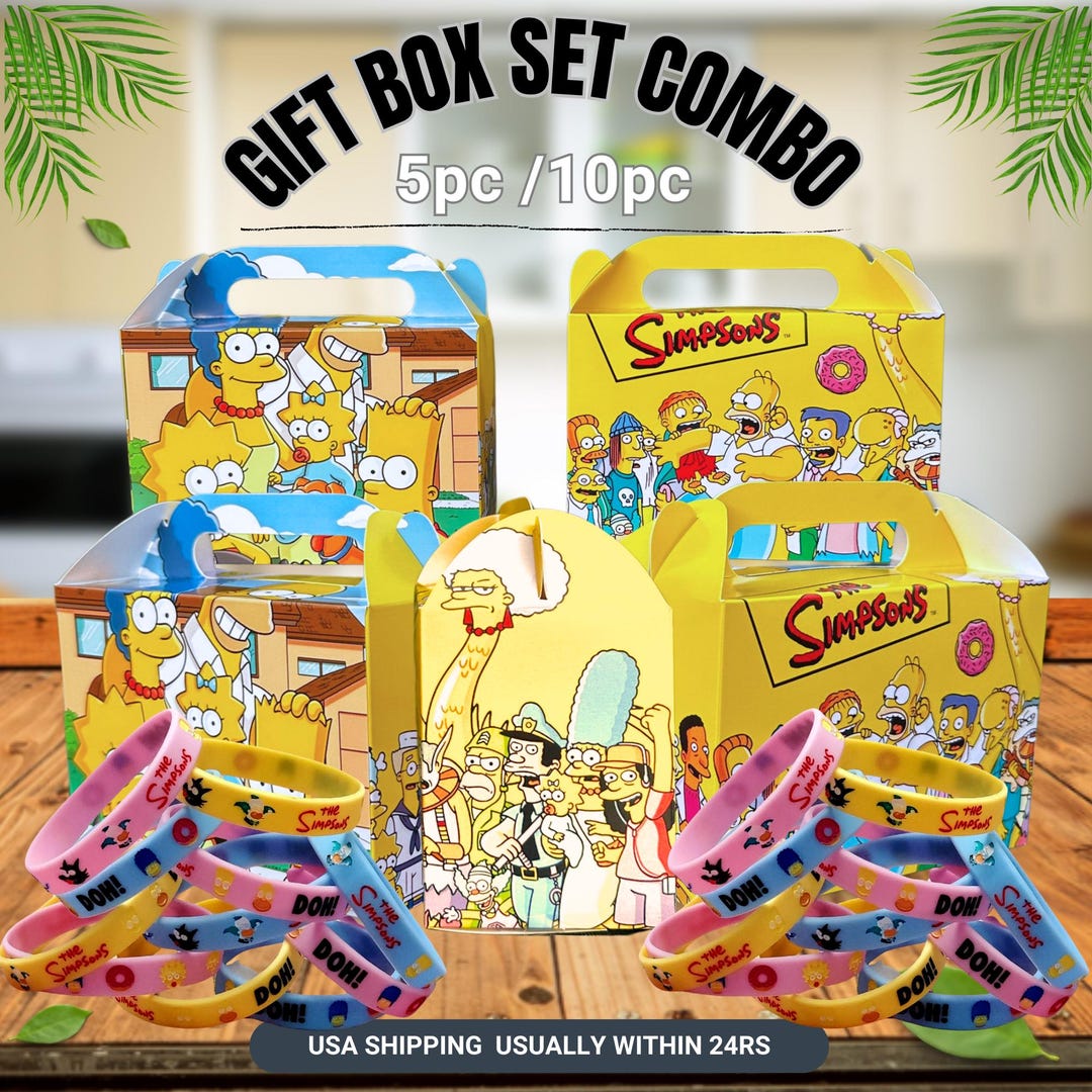 5-10pc Simpsons Giftbox Sets Bracelets Favor Accessories Happy Birthday ...