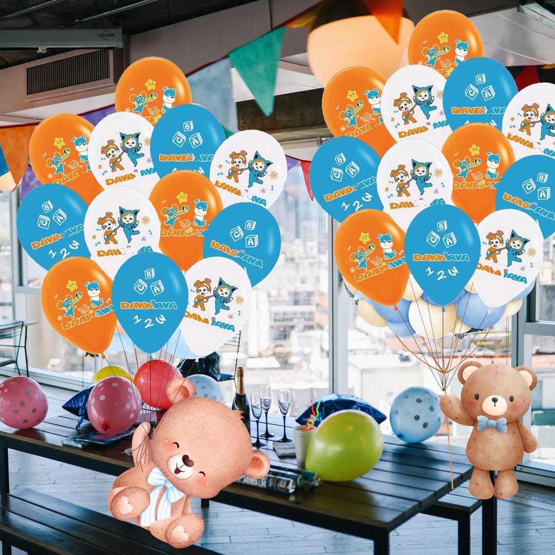 Set Dave and Ava Latex Bouquet Balloons Happy Birthday Party Supplies ...