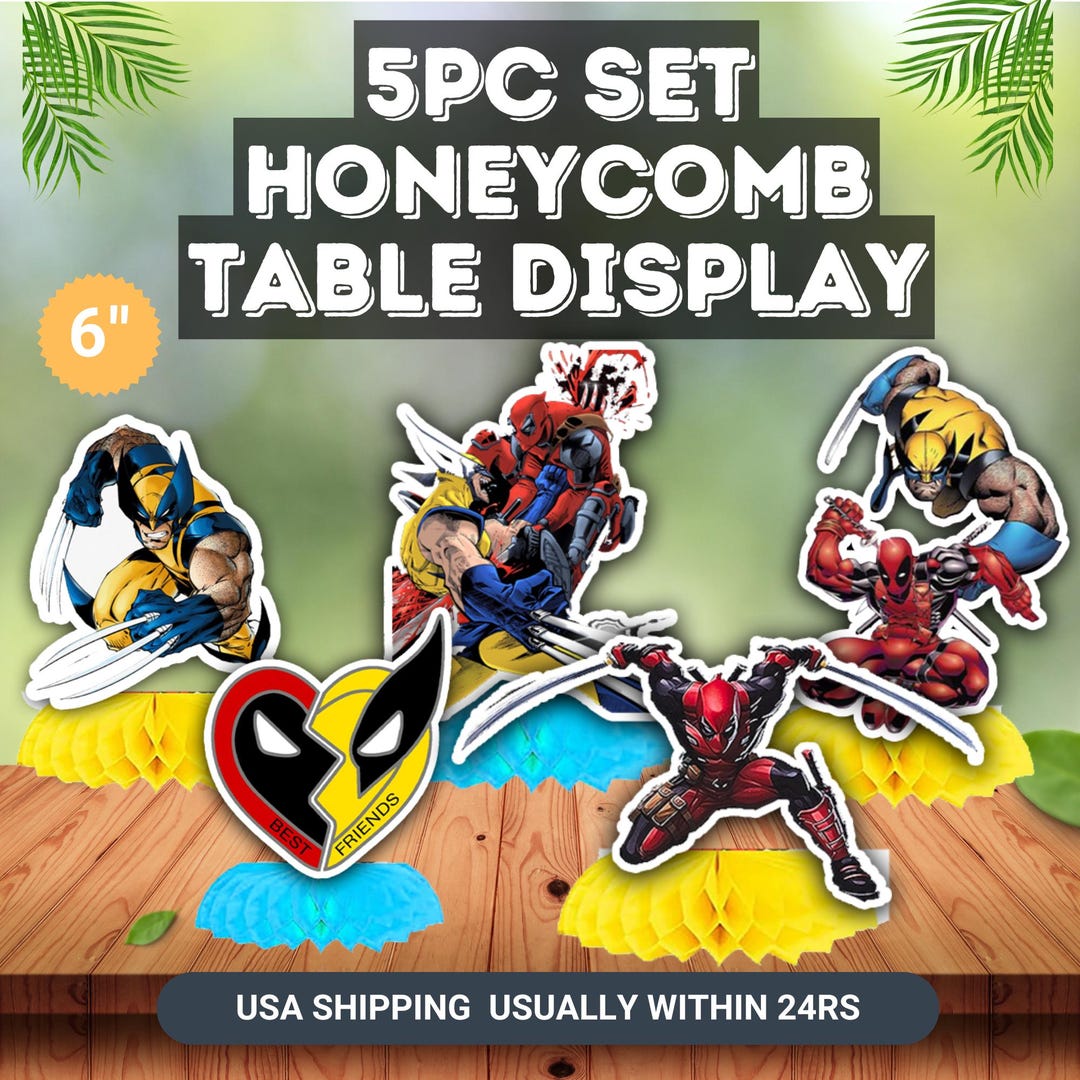 Honeycomb Deadpool VS Wolverine Table Display Happy Birthday Party ...