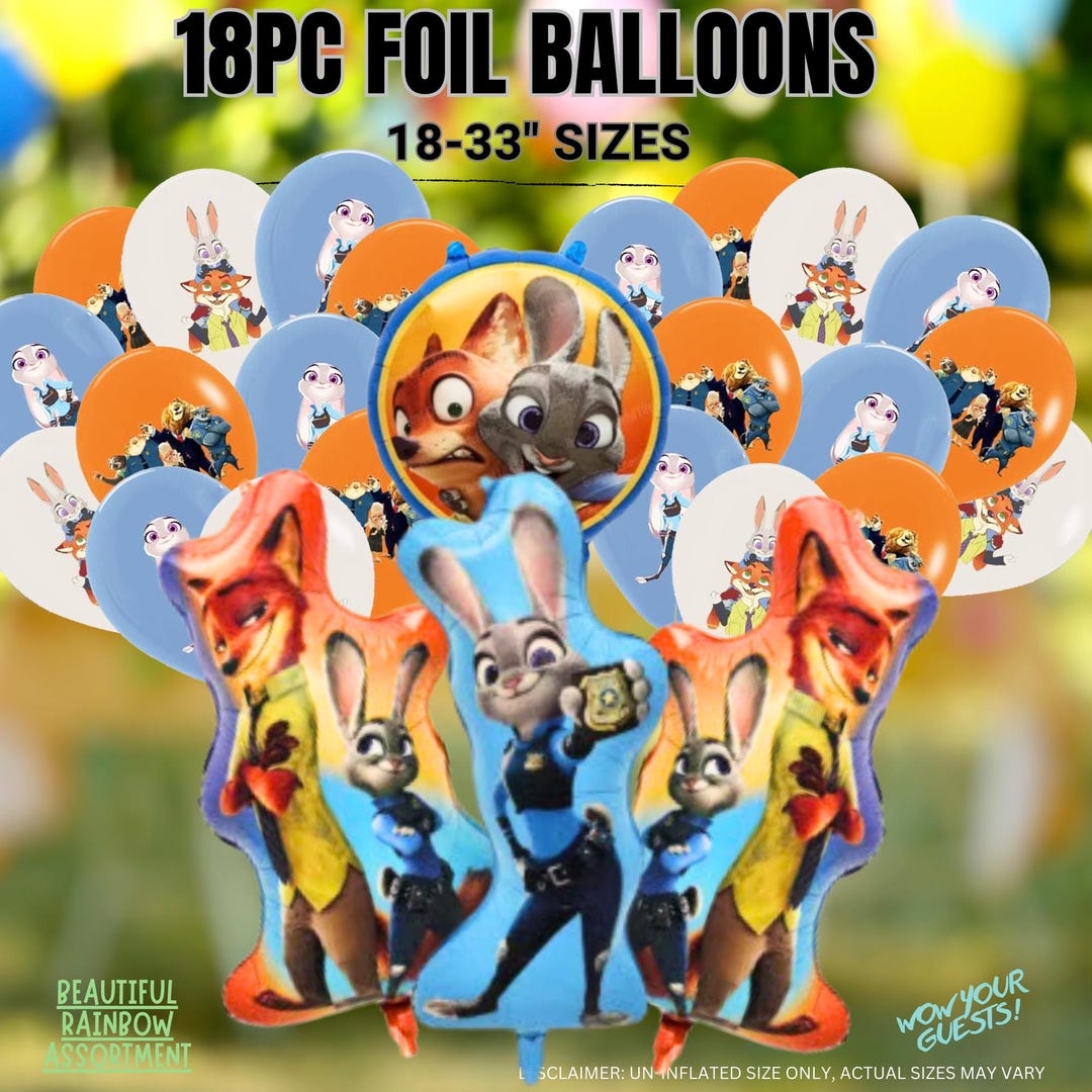 Zootopia Bouquet Foil Latex Balloons Happy Birthday Party Supplies ...