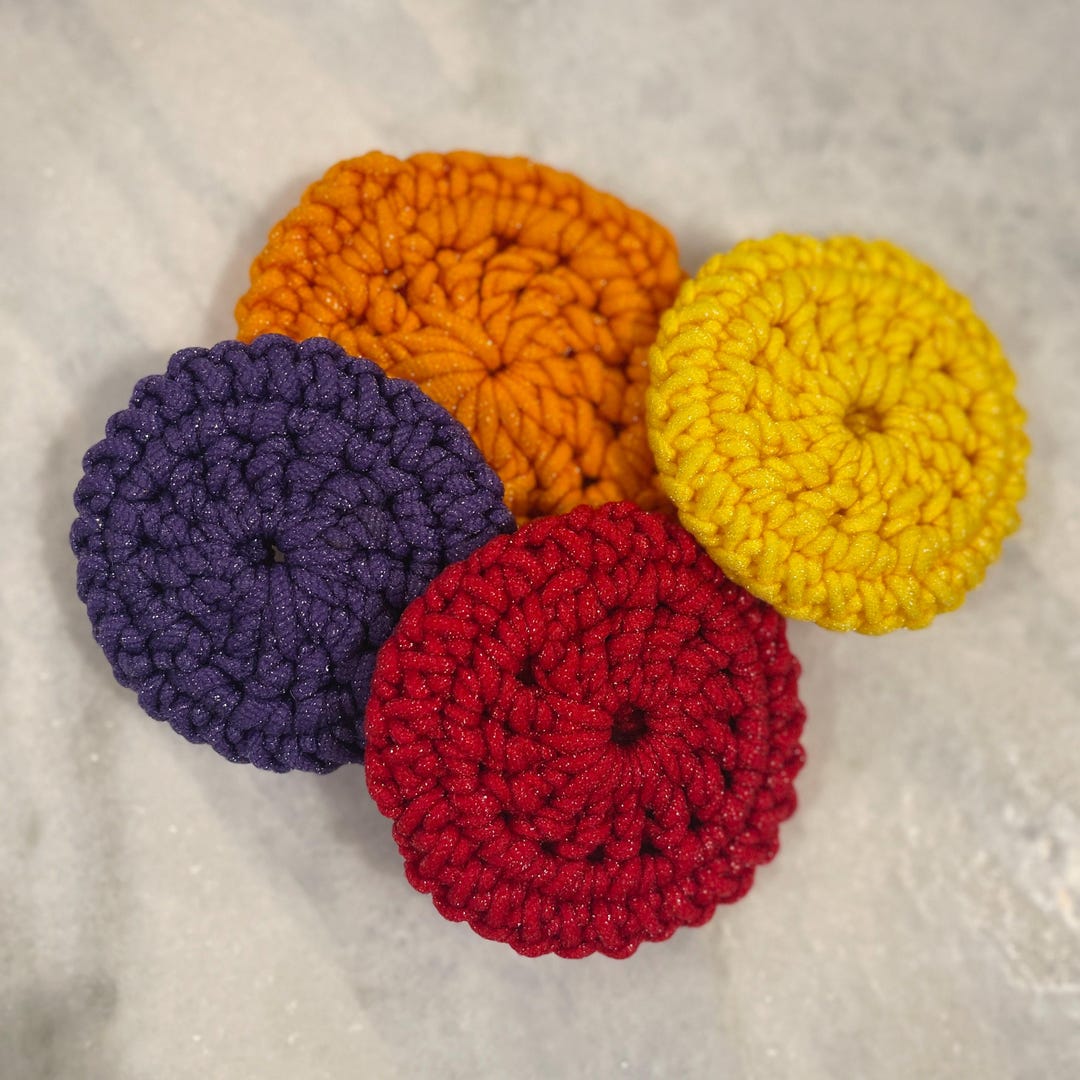 Scrubby for Dishes, Crochet Scrubber Pads, Nylon Scrubbers in Fun ...