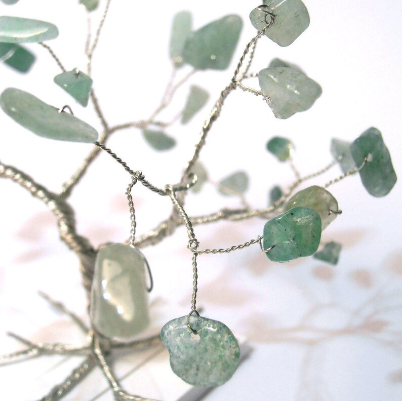 Green Jade Gemstone Wire Tree, Green Tree of Life, 12th-anniversary ...
