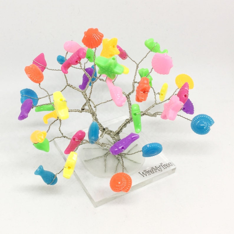 Whimsical Sea Creatures Wire Tree Sculpture, Multicolor Silver ...