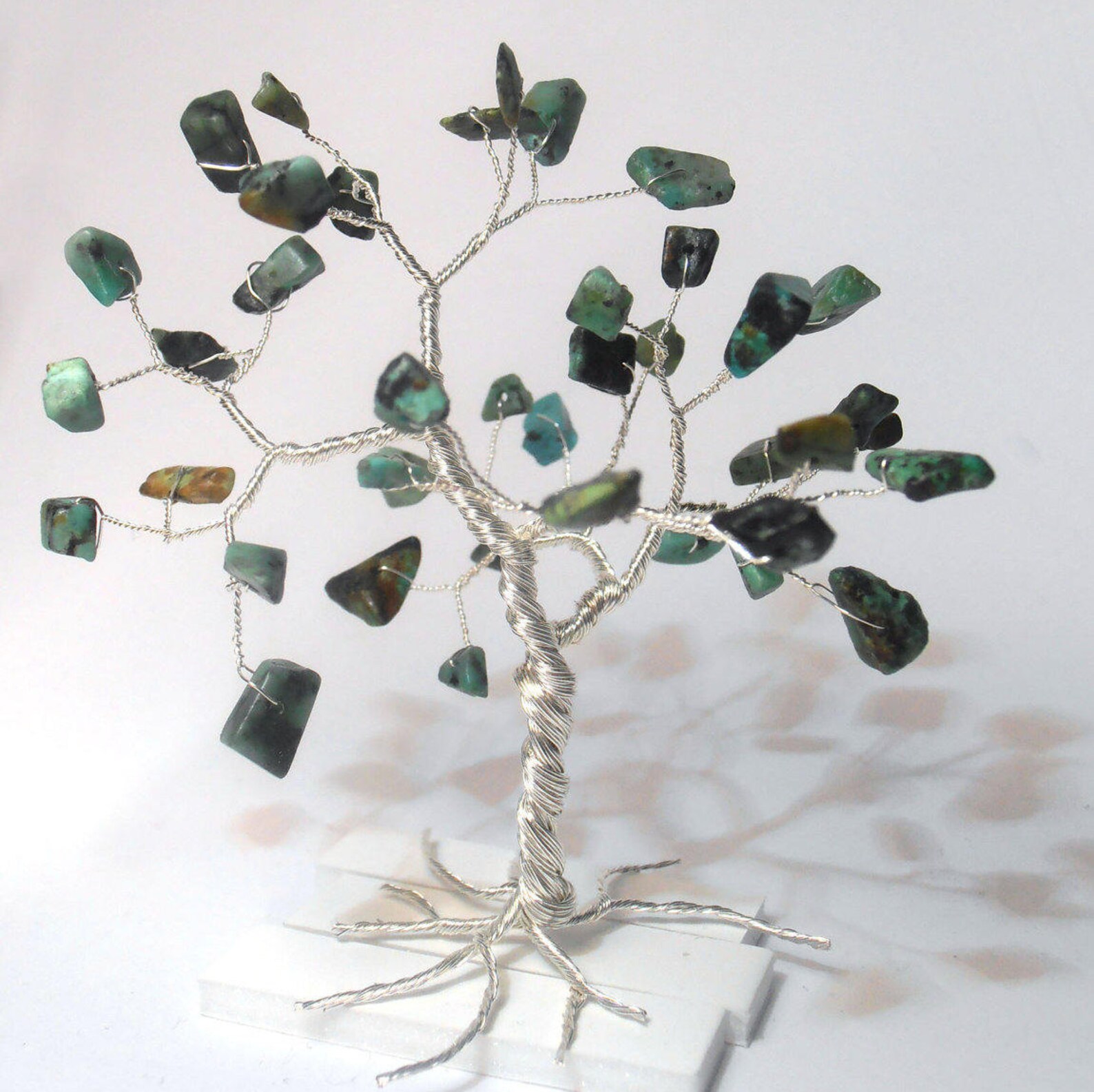 African Turquoise Gemstone Wire Tree, Whimsical Green Tree of Life ...