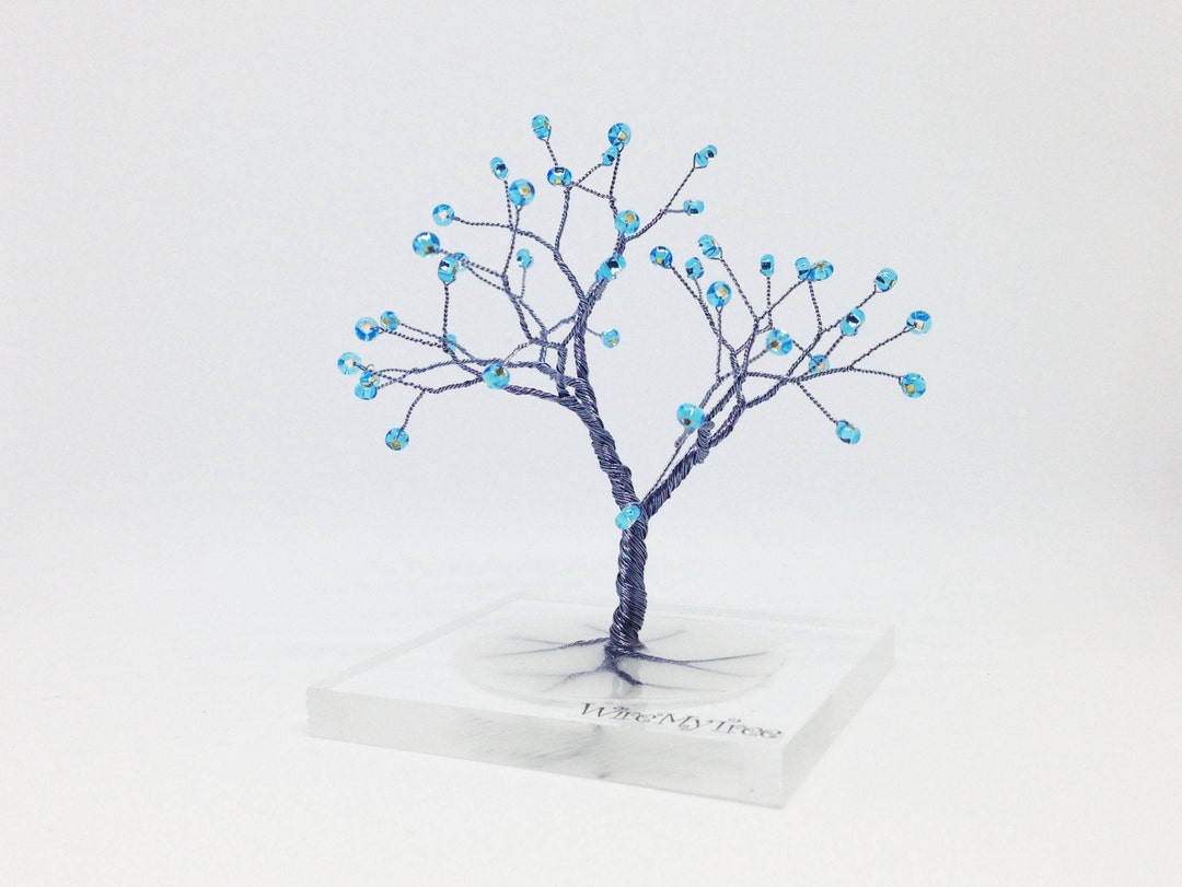Blue Grey Wire Tree Statue, Whimsical Wire Tree of Life, Home ...
