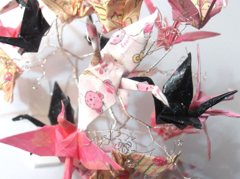 Origami Crane Tree, Japanese Art Wire Tree Sculpture, Minimalistic Wire ...