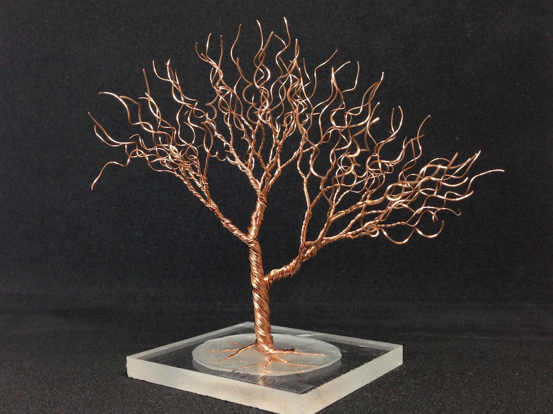 Copper Wire Tree Art Statue, Minimal Miniature Wire Tree of Life ...