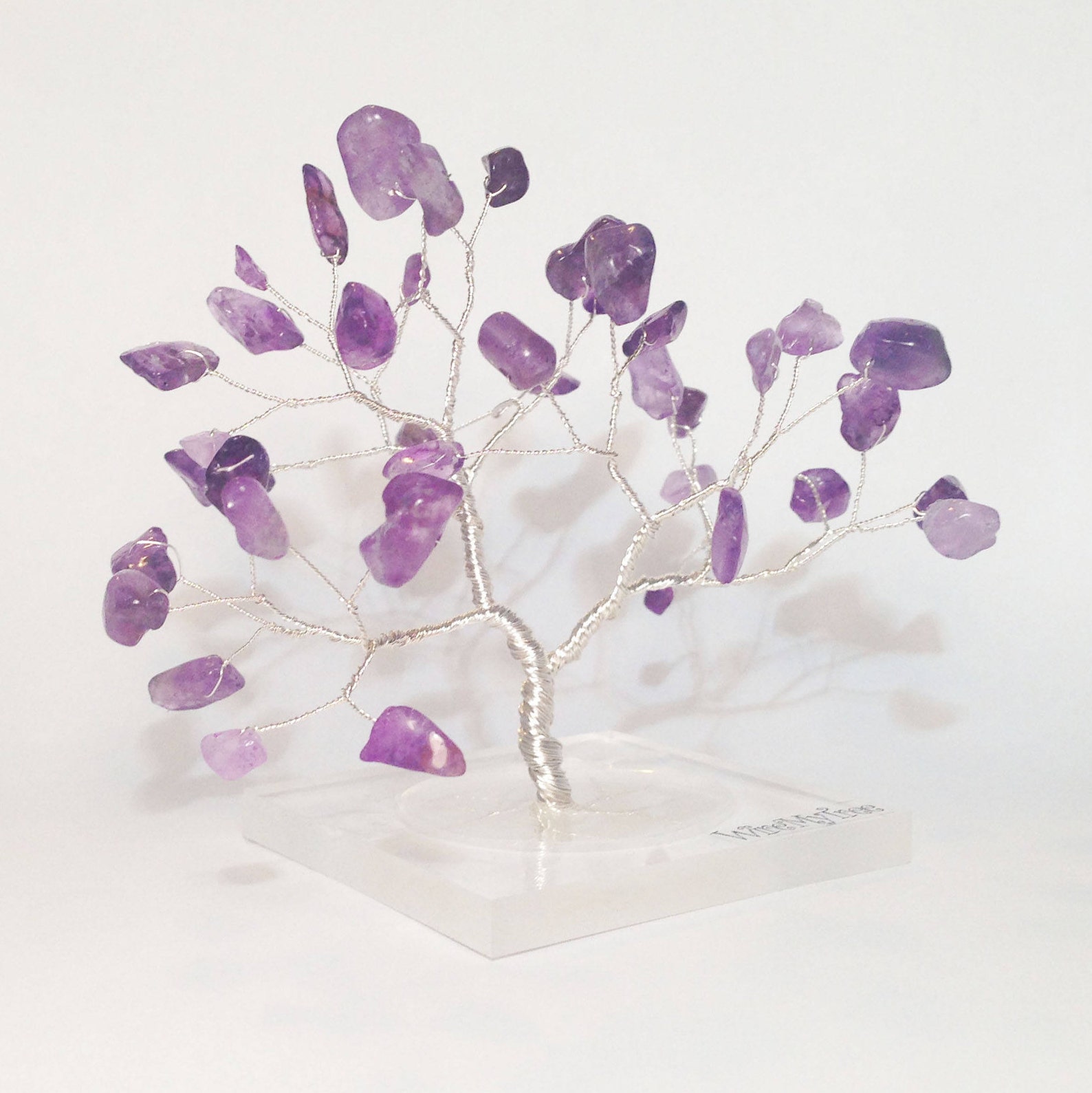 Amethyst Gemstone Wire Tree of Life, Silver Purple Minimal Decor ...