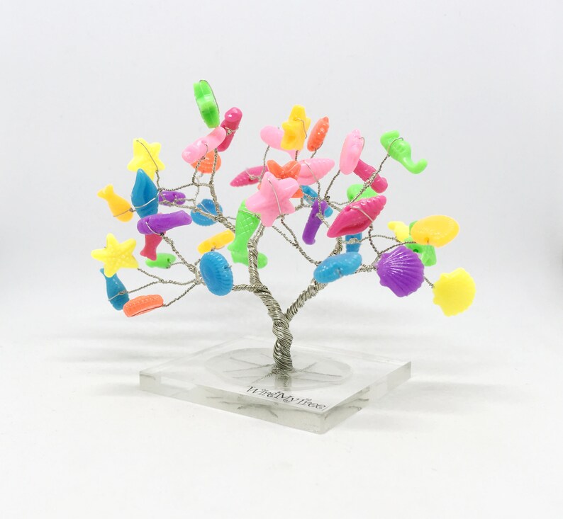 Whimsical Sea Creatures Wire Tree Sculpture, Multicolor Silver ...