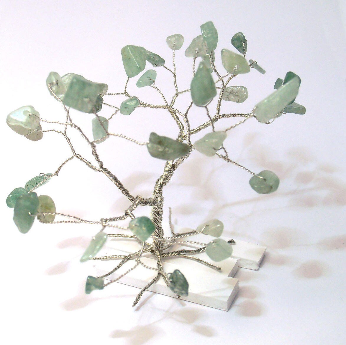 Green Jade Gemstone Wire Tree, Green Tree of Life, 12th-anniversary ...