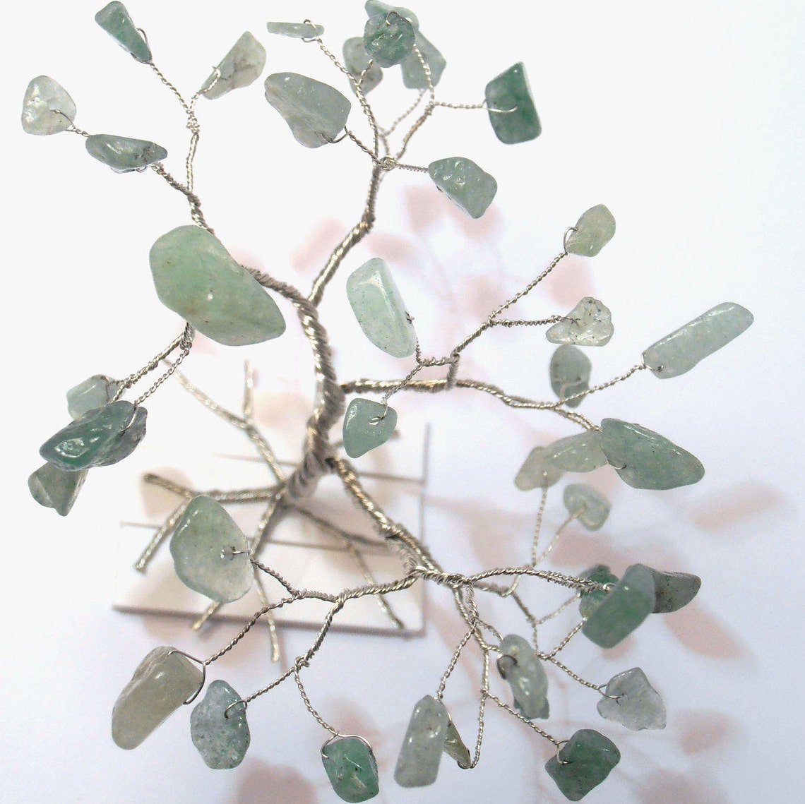 Green Jade Gemstone Wire Tree, Green Tree of Life, 12th-anniversary ...
