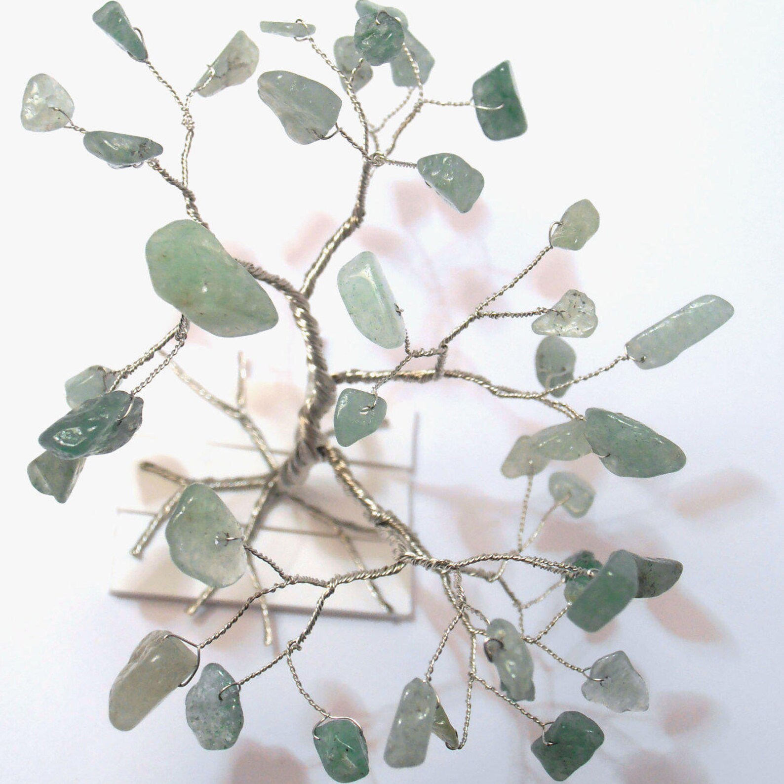 Green Jade Gemstone Wire Tree, Green Tree of Life, 12th-anniversary ...