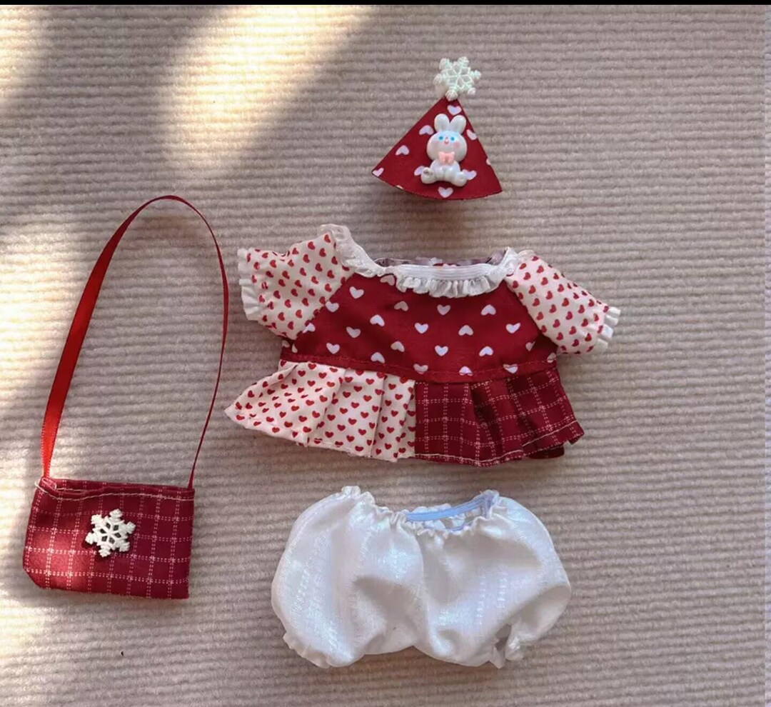 Cute Red Checkered Doll Set Doll Skirt Top Doll Bubble Pants Doll Red ...
