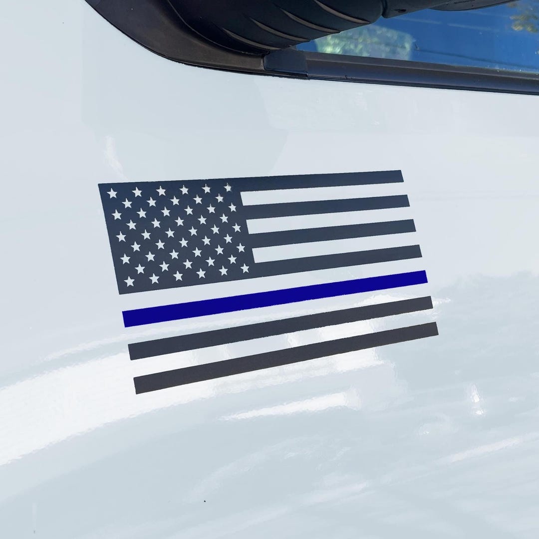 Thin Blue Line Vinyl Decal | Police Support Sticker | Matte Black ...