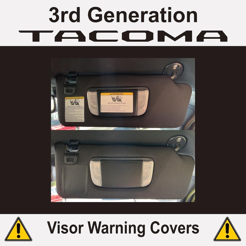 Toyota Tacoma Visor Warning Label Blackout Vinyl Decals – Driver ...